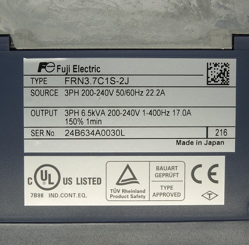 FRN3.7C1S-2J インバーター 富士電機 ランクS中古品 / FA機器・制御機器の買取、販売はワイデンへ